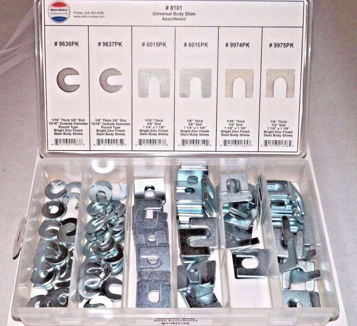 Body Shim Assortment 3/8 & 1/2 Slot Sizes (140 Pcs) Plastic Tray #1627 ...