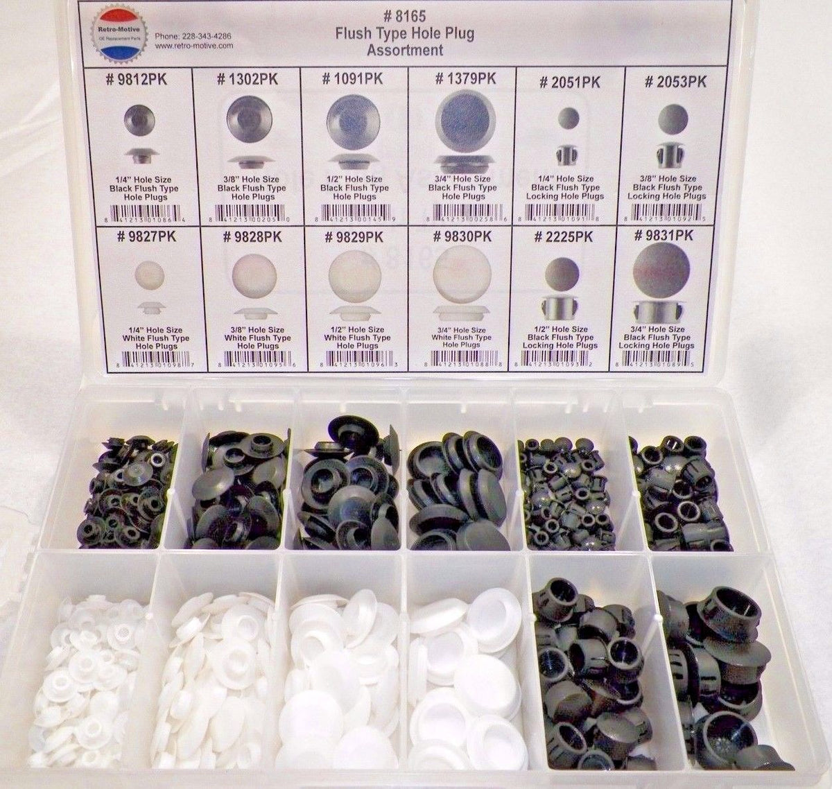 Flush Type Hole Plug Assortment 12 Sizes 1/4 To 3/4 (349 Pcs) Plastic ...