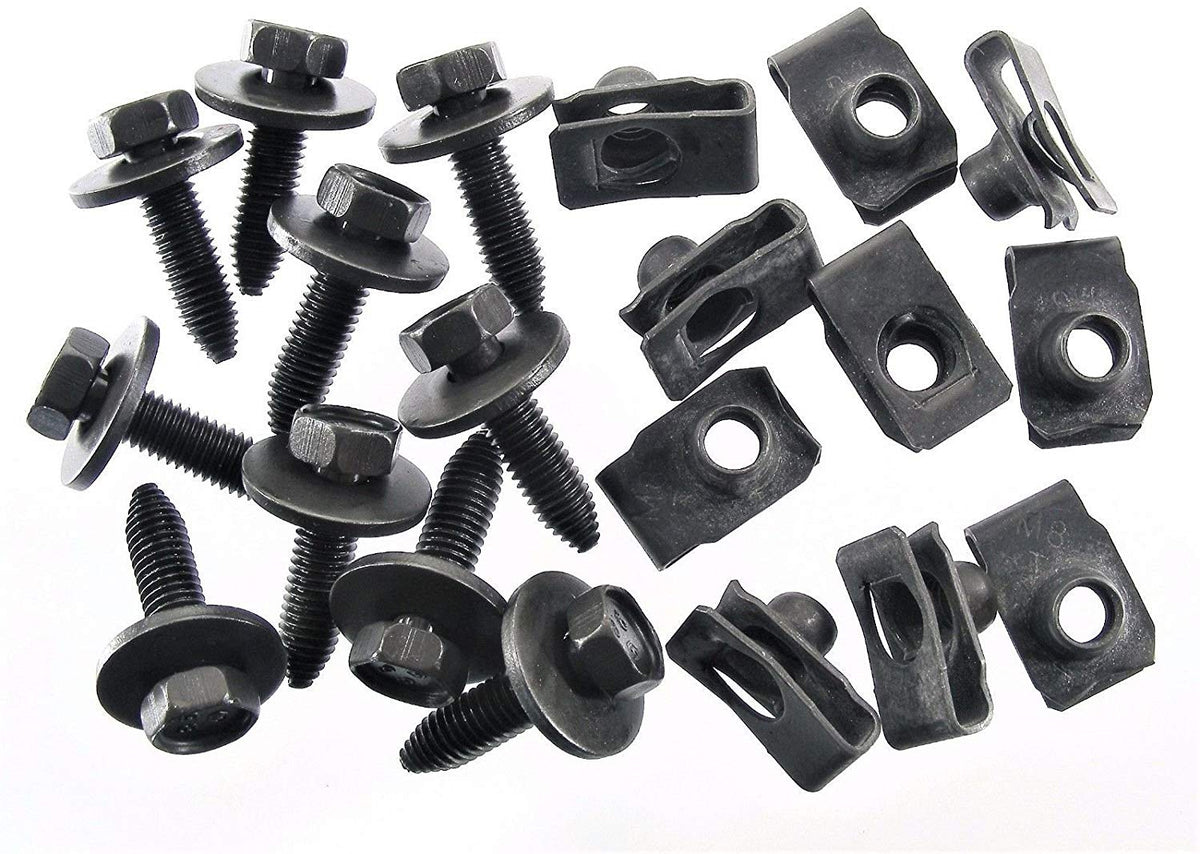 Body Bolts & U Nut Clips M8-1.25 x 30mm Long 13mm Hex (20 Pcs) #1887 ...