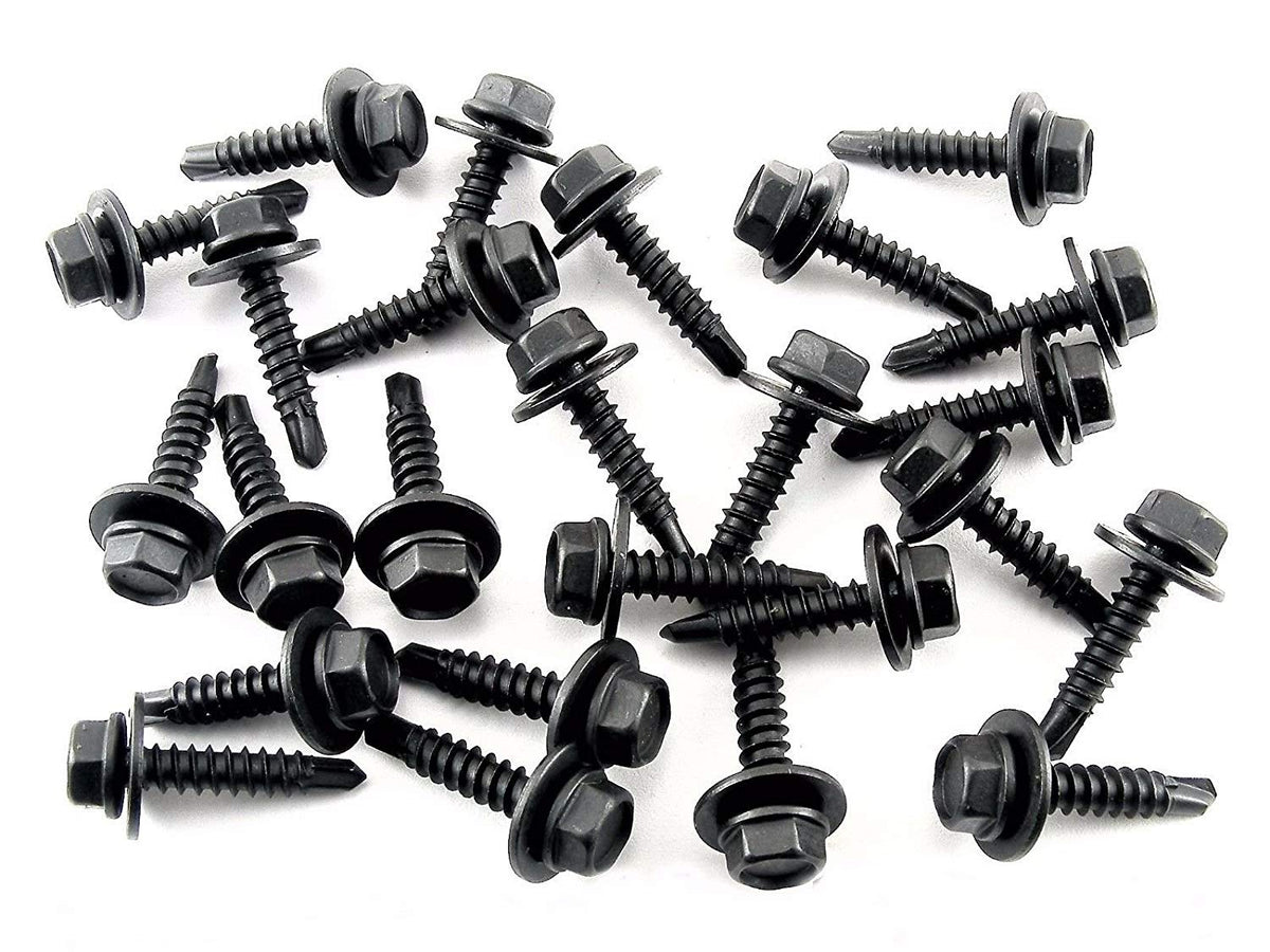 Black Self Tap Trim Screws M4.2mm x 20mm Long 7mm Hex GM Ford Mopar Qt ...