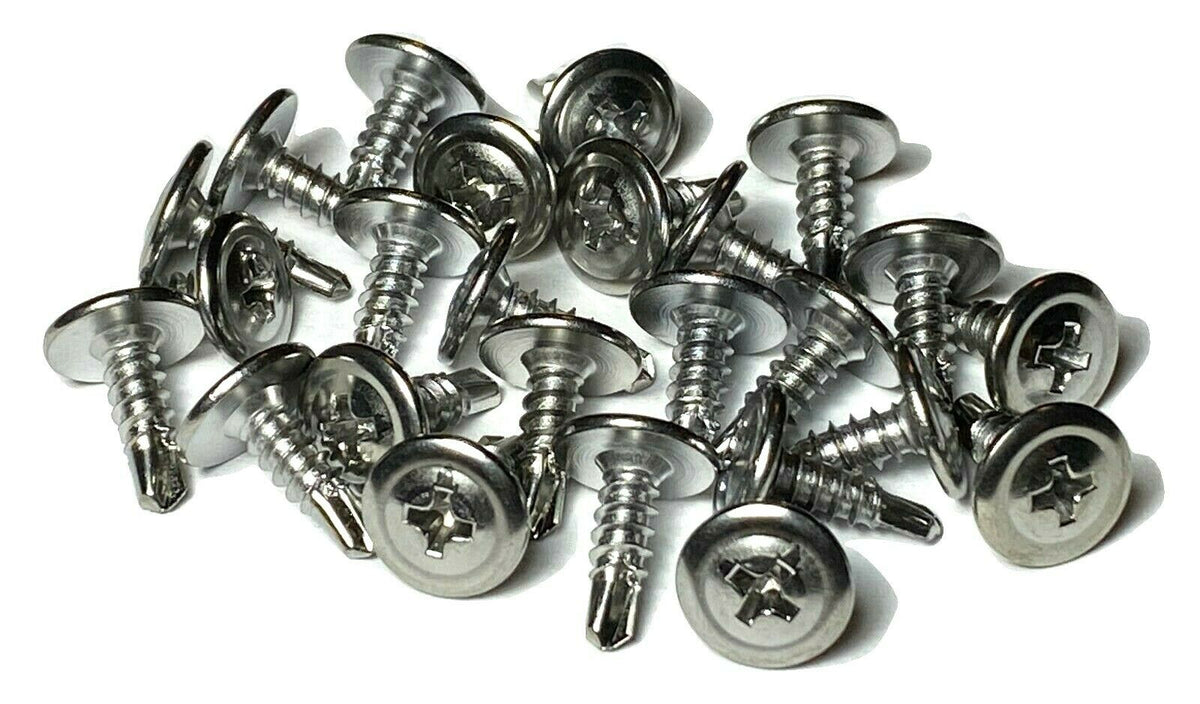 Chrome #8 x 1/2 Phillips Washer Head Self Tapping Trim Screws (Qty-25 ...